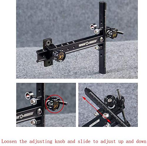 Recurve Bow Sight Adjustable T Shape Sight with Ring and Single Fiber Optical Pin,Aluminum Detachable Sight for Competition,Right Hand and Left Hand (red)