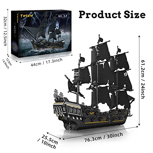 YESHIN Pirates Ship Model Building Kits, Pirate Brick Toy Set Construction Set to Build, Assembly Toy for Teens Collections