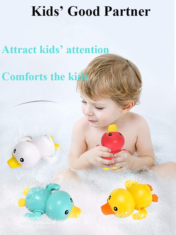 NEXTAKE Kids Bath Toy Wind-up Swimming Duckling Clockwork Bathtub Toy Water Toy for Toddlers (Yellow)