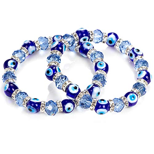 RagBear Beaded Bracelet With Evil Eye Charm Cheap 14K Rose Gold White Yellow Light Blue