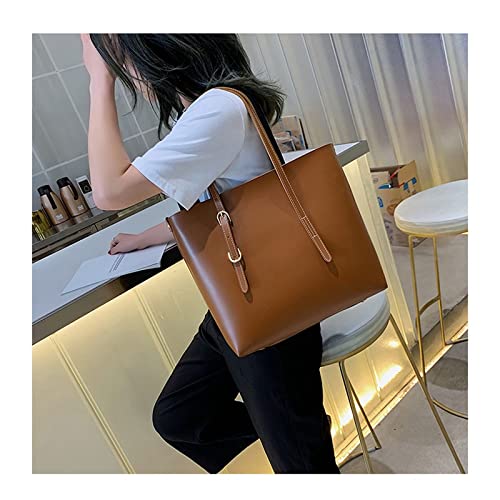 WPYYI Leather Bucket Composite Bags for Women Large Capacity Shoulder Bags Casual Tote (Color : Black, Size : 36x30cm)