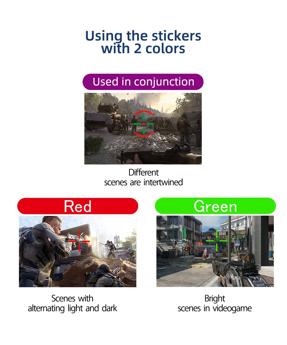 Weska FPS Games FastScope No Scope Monitor Decal for PC, Mobile Phone, Switch, Xbox, PS5, PS4 - Reusable Transparent Aim Sight Assist Decals (18pcs in 2 Colors 8 Designs)