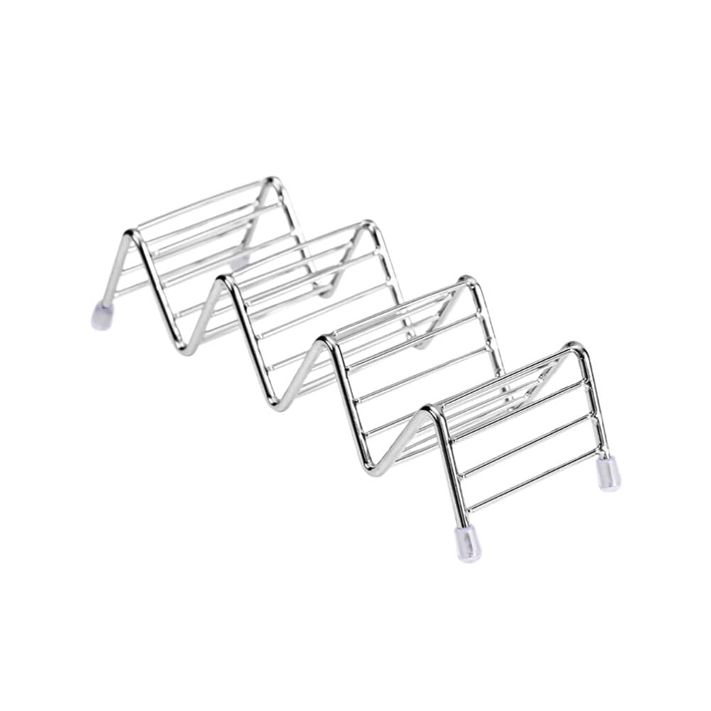 Stainless Steel Taco Holder Stand for 3-4 Tacos Each, Wider Metal Tortilla Tray Holder Rack for Serving Tacos Plates, Taco Shell Mold