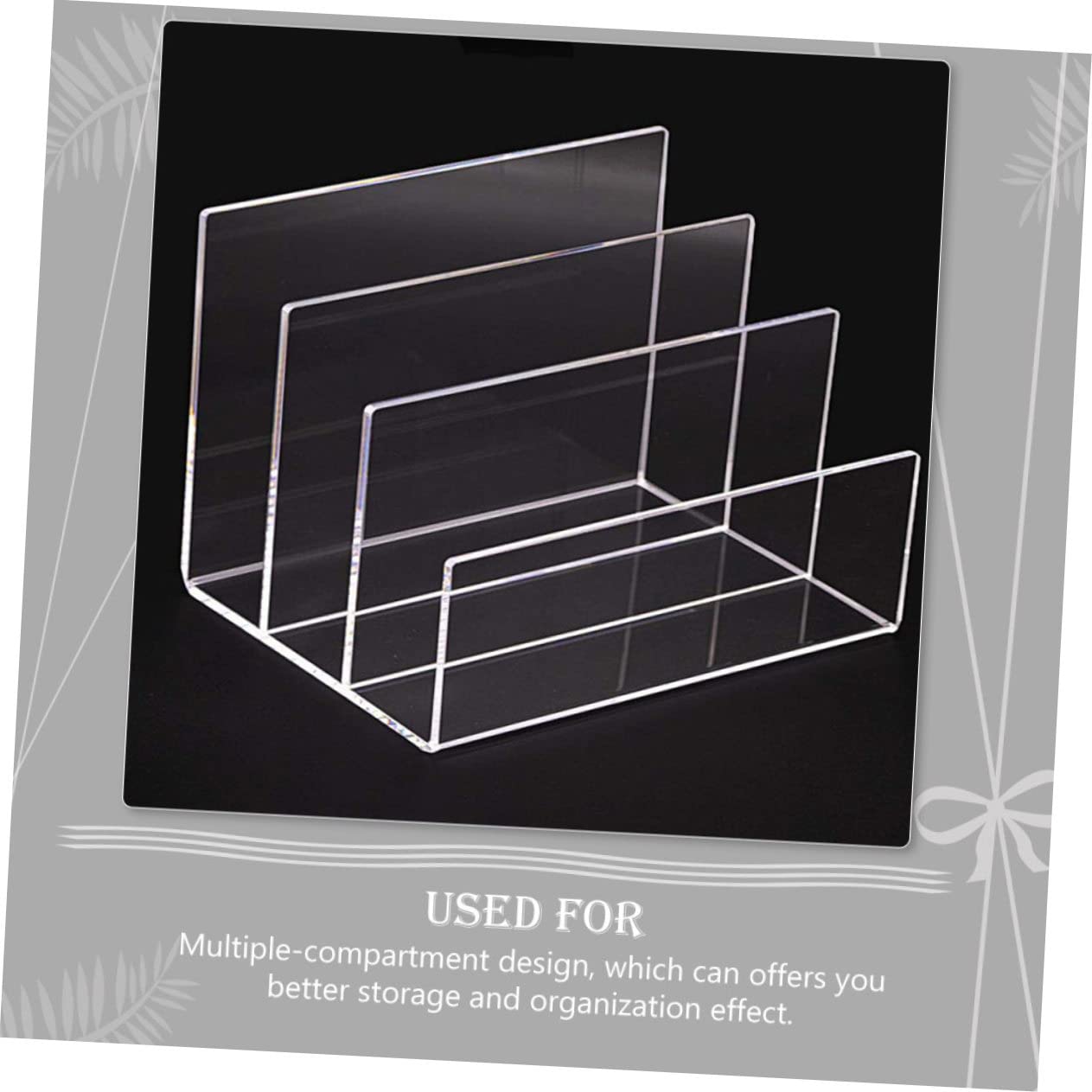 NUOBESTY Multi Compartment Storage Box bin Organizer envelopes Acrylic Holder Acrylic File Organizer File Rack File Folder Organizer Multi-Compartment File Sorter Desk Office Shelf