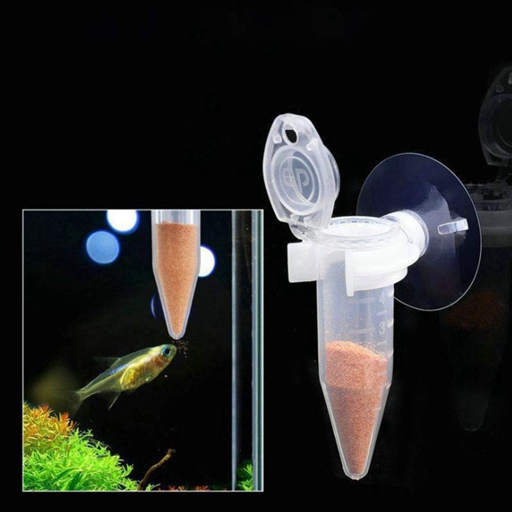 rouroumaoyi Automatic Cone Plastic Feeder Aquarium Tapered Fish Feeding Feeder Funnel Cup Fish Food Feed Tool with Suction Cup 10pcs (Color : White, Size : M)