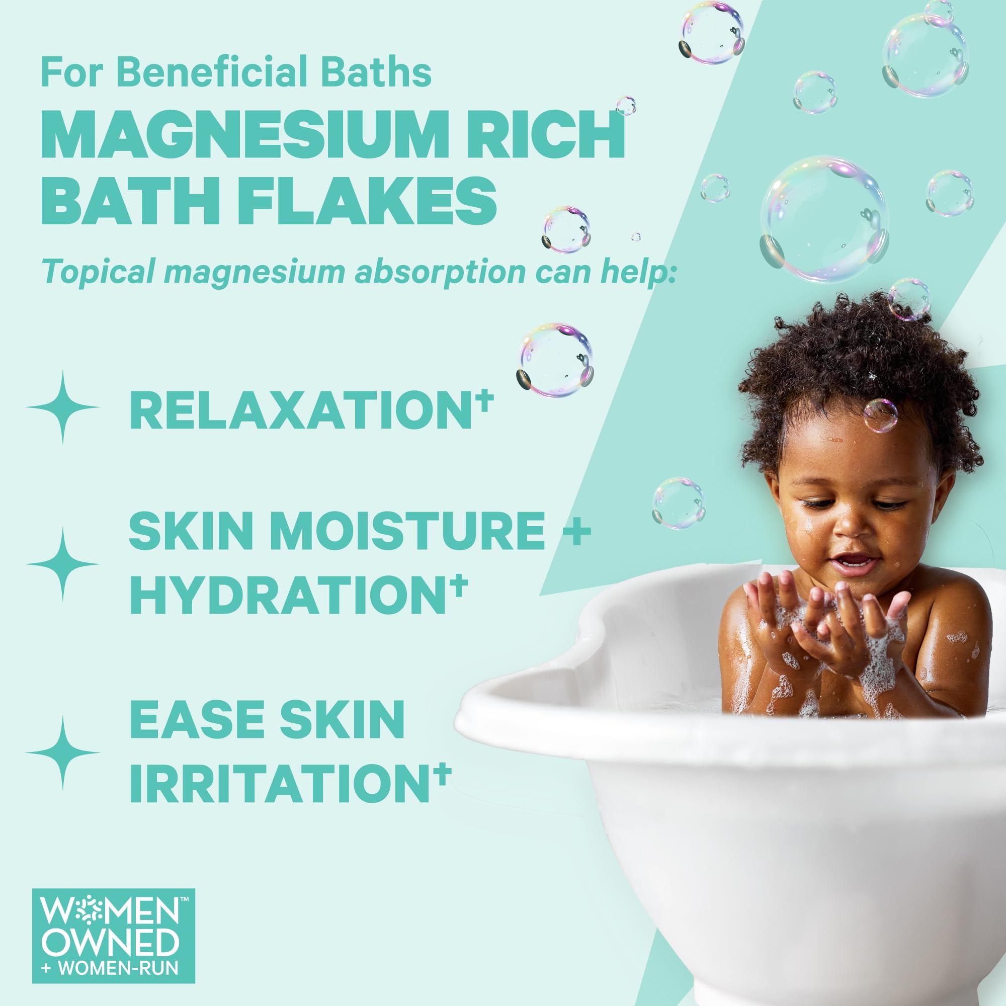 Pink Stork Baby Bath Flakes, Calming Fragrance Free Magnesium Bath Salts for Infants and Toddlers to Help Soothe Diaper Rash, Irritation, and Support Restful Sleep without Melatonin - 16 oz