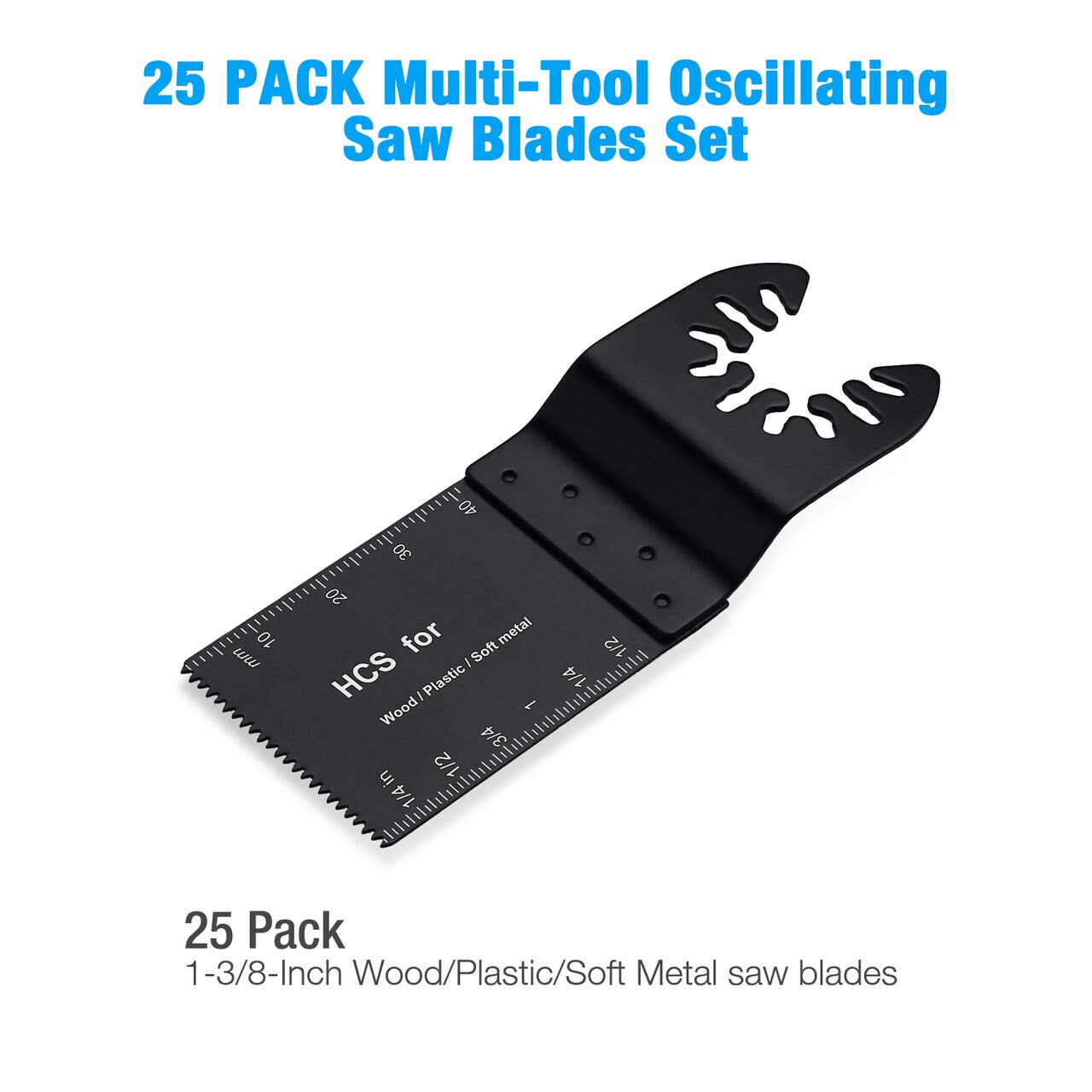 Powerextra 25 Wood Oscillating Multitool Quick Release Saw Blades Compatible with Fein Multimaster Porter Cable Black & Decker Bosch Craftsman Ridgid Ryobi Makita Milwaukee Dewalt Rockwell