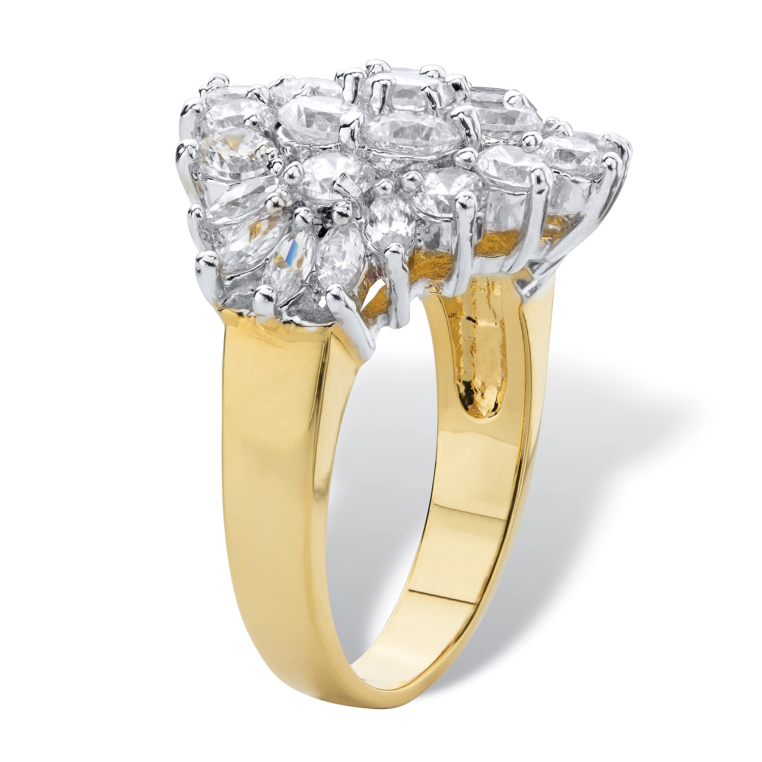 PalmBeach Yellow Gold-Plated Round Cubic Zirconia Cluster Ring Sizes 6-10 Size 8