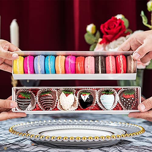 SLShePack 20Pack 12x2¼x2 Inches Clear Chocolate Covered Strawberries Boxes for 6, Macaron boxes for 12, Truffle Boxes Cocoa Bombs Cookies boxes
