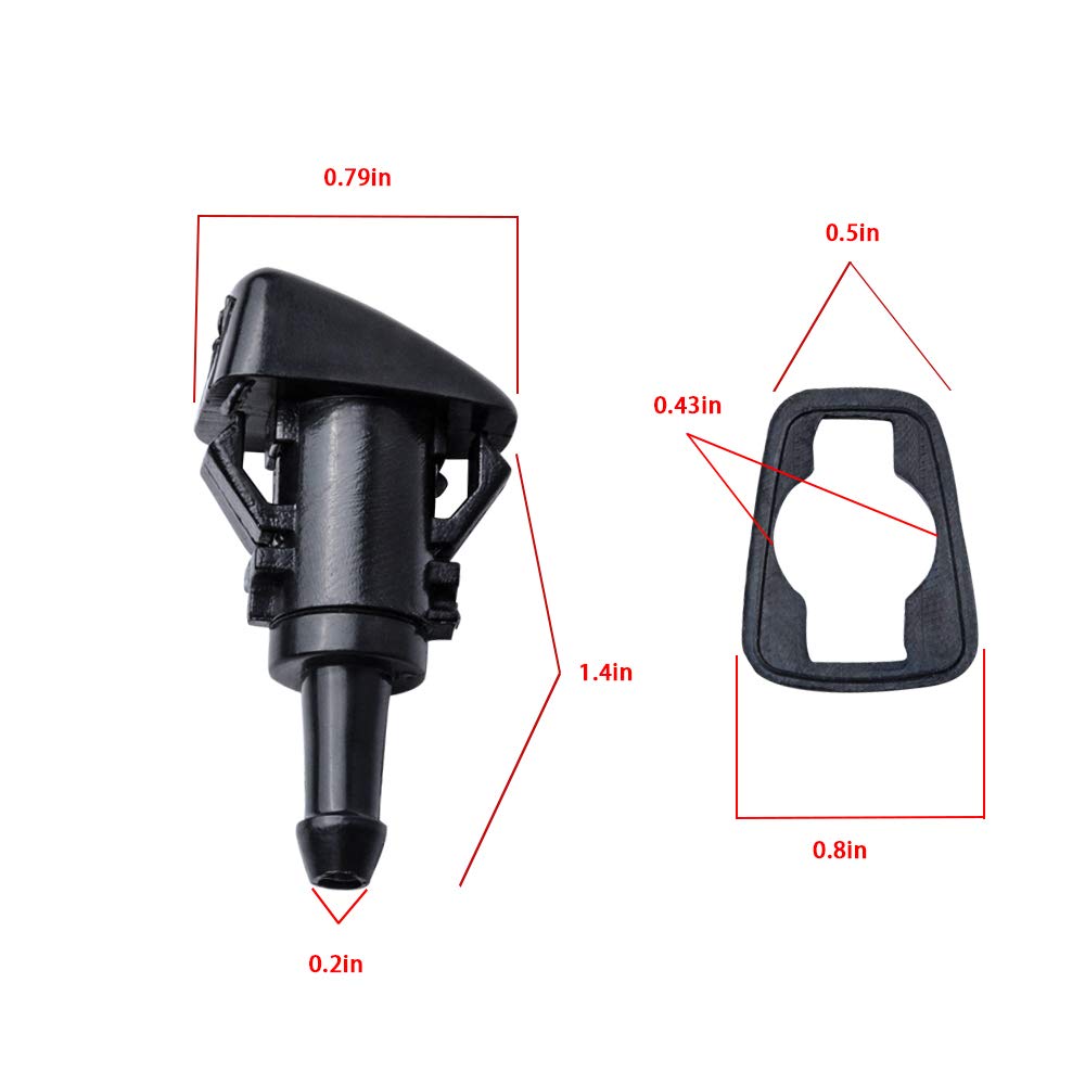 OTUAYAUTO Front Windshield Washer Nozzles - Compatible with Dodge Caliber, Journey | Jeep Grand Cherokee, Compass | Ram 1500 2500 3500 - Replaces OEM #: 4805742AB, Spray Jet Kit (pack of 2)