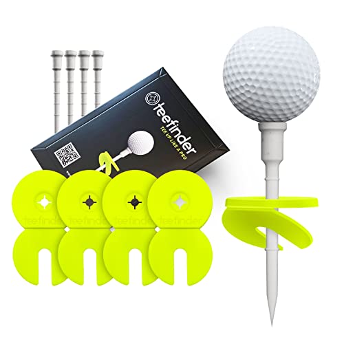 teefinder β Stop Losing Golf Tees, Time-Saving on Driving Range and Tee Off, Compatible with Standard tees, Plastic, Wood - Golf Gift, Accessories - Neon 4 Pack