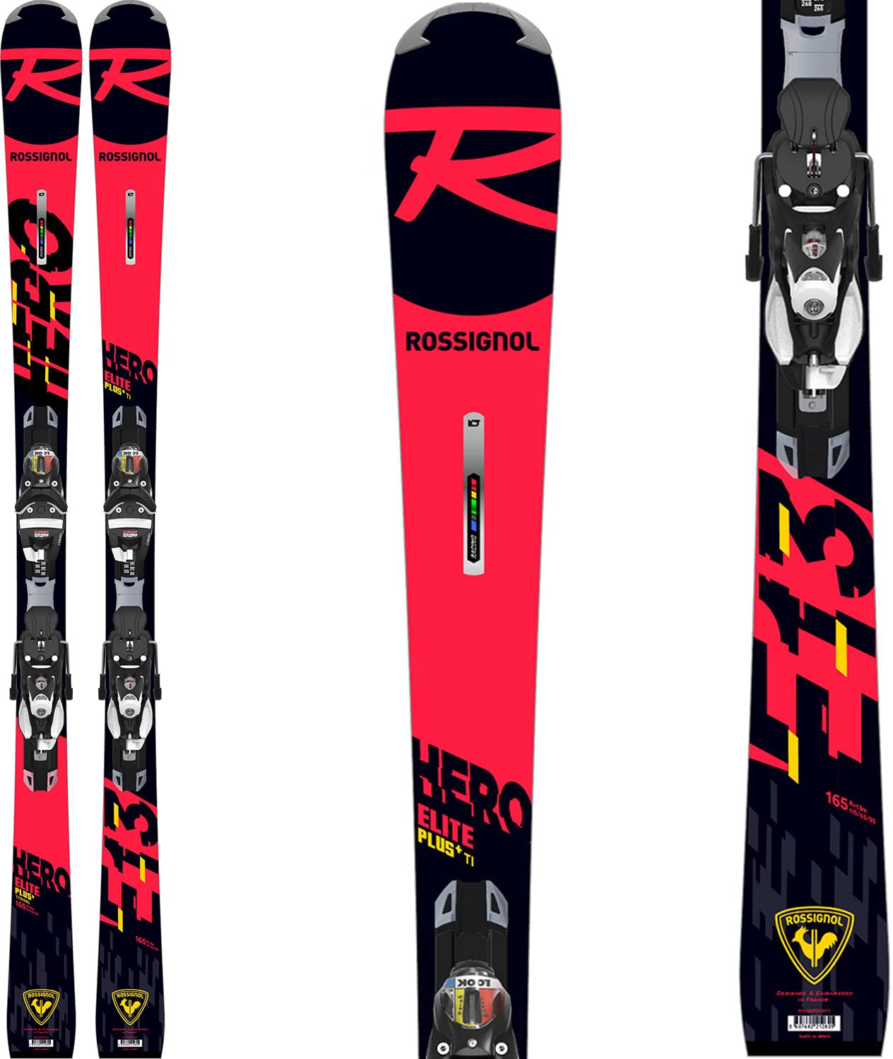 Rossignol Hero Elite Plus TI Mens Skis 167 W/SPX 12 Konect GW Bindings Black Icon
