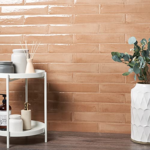 Tint Terracotta 2.95 in. x 15.74 in. Polished Porcelain Wall Tile (14.2 Sq. Ft. / Case)