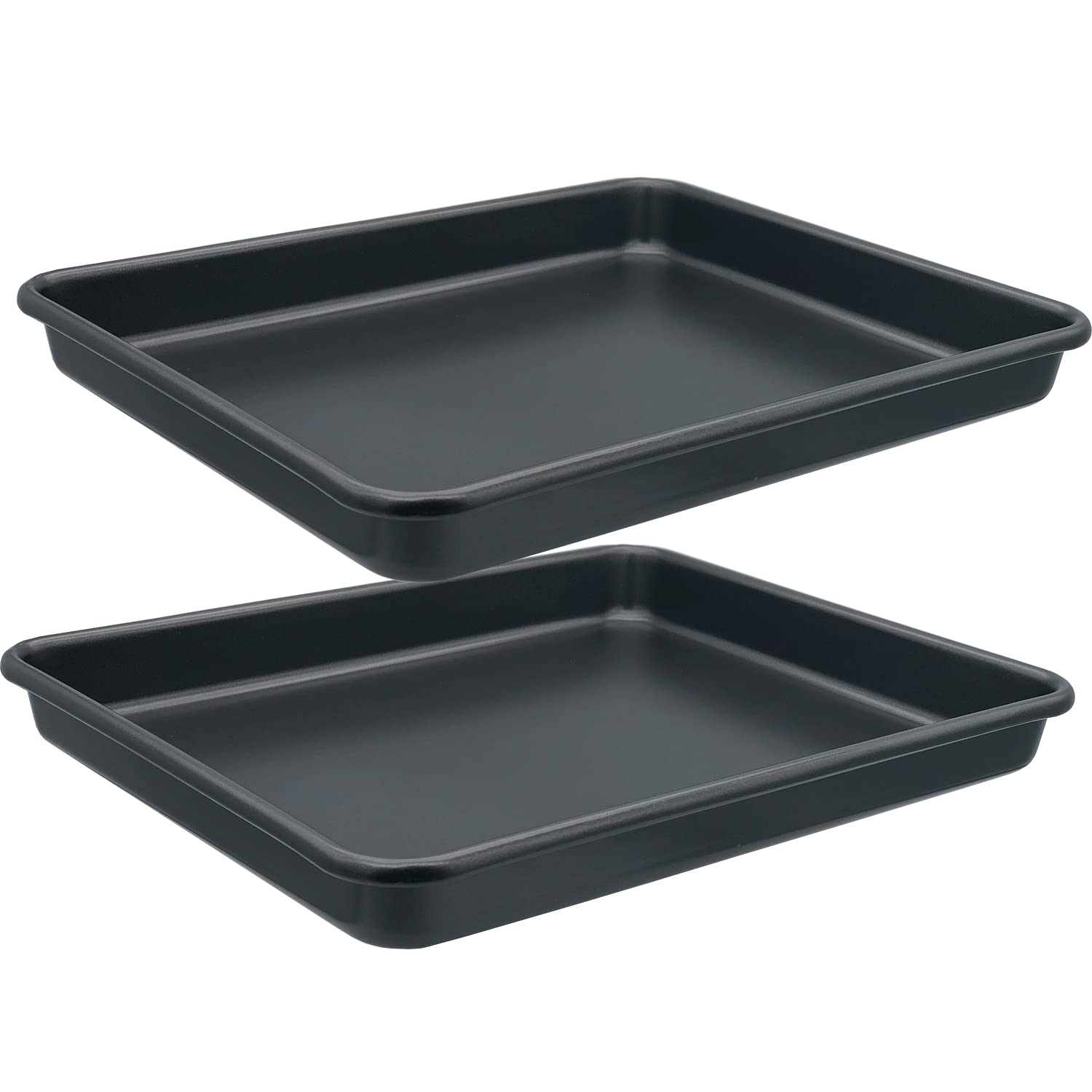 Small Cookie Sheets 11X9 Inch 2Pcs Mini Baking Pan Toaster Oven Tray Nonstick Thicken Brushed Carbon Steel Magnetic No Warp 1 to 2 Person Bakeware By HYTK