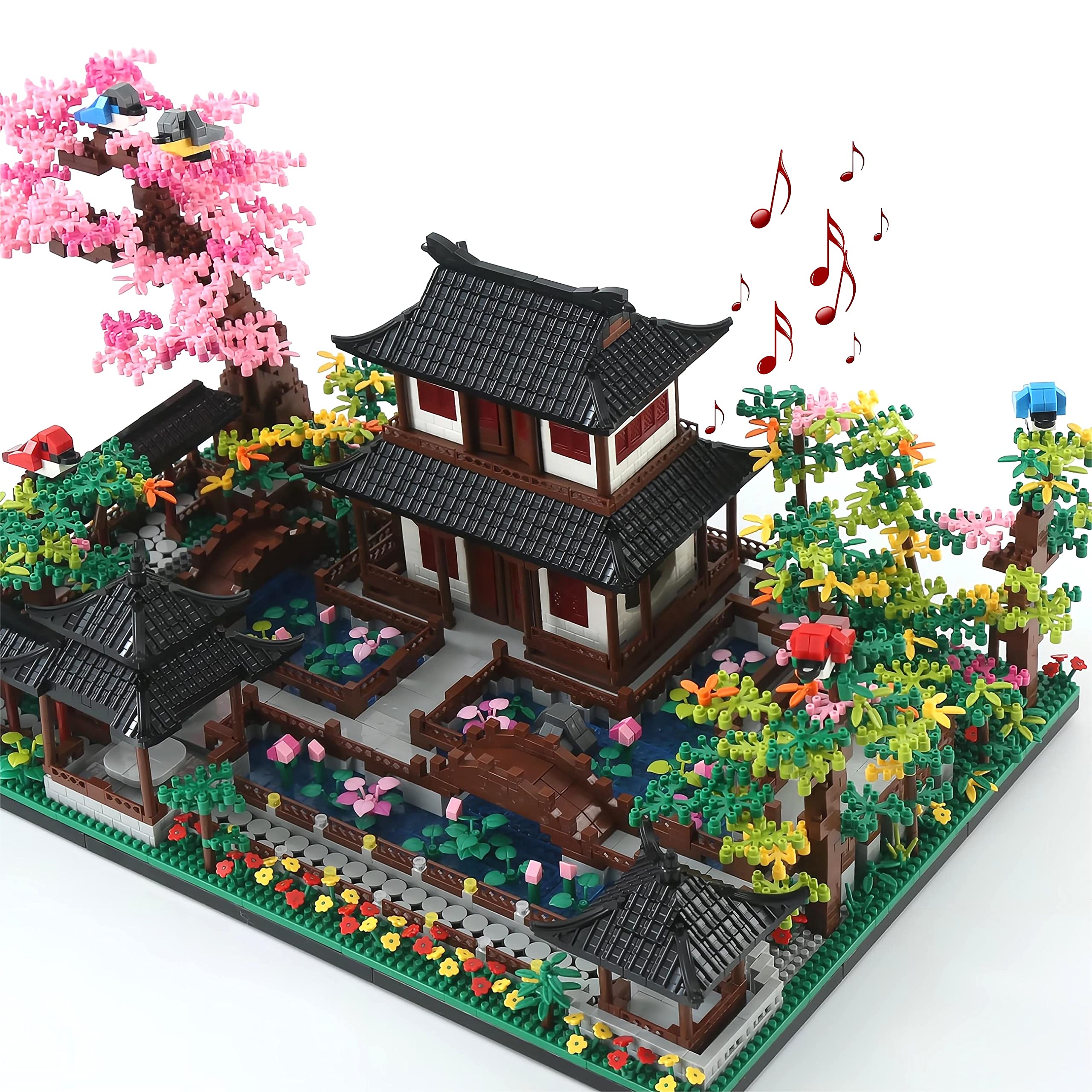 Yushinv 4997 PCS Cherry Blossom Tree Building Set with Gift Box, Original Scene Music Cherry Bonsai Tree Building Sets(Type :Symphony), Sakura Tree House Building Kit, Cherry Bonsai Tree Building Set