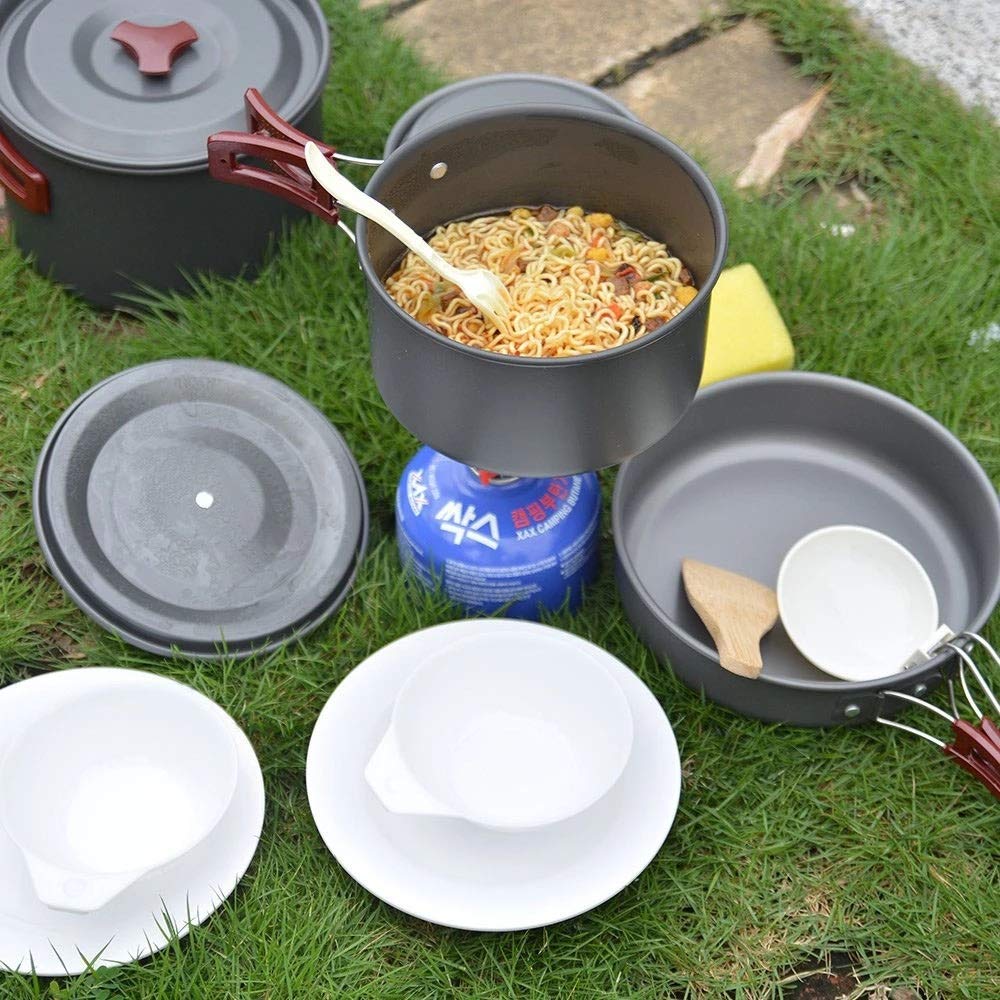 YFDM Outdoor Camping Cookware Kit Non Stick Camping Pans Lightweight Cooking Set Pans and Pots for Trekking Hiking Picnic
