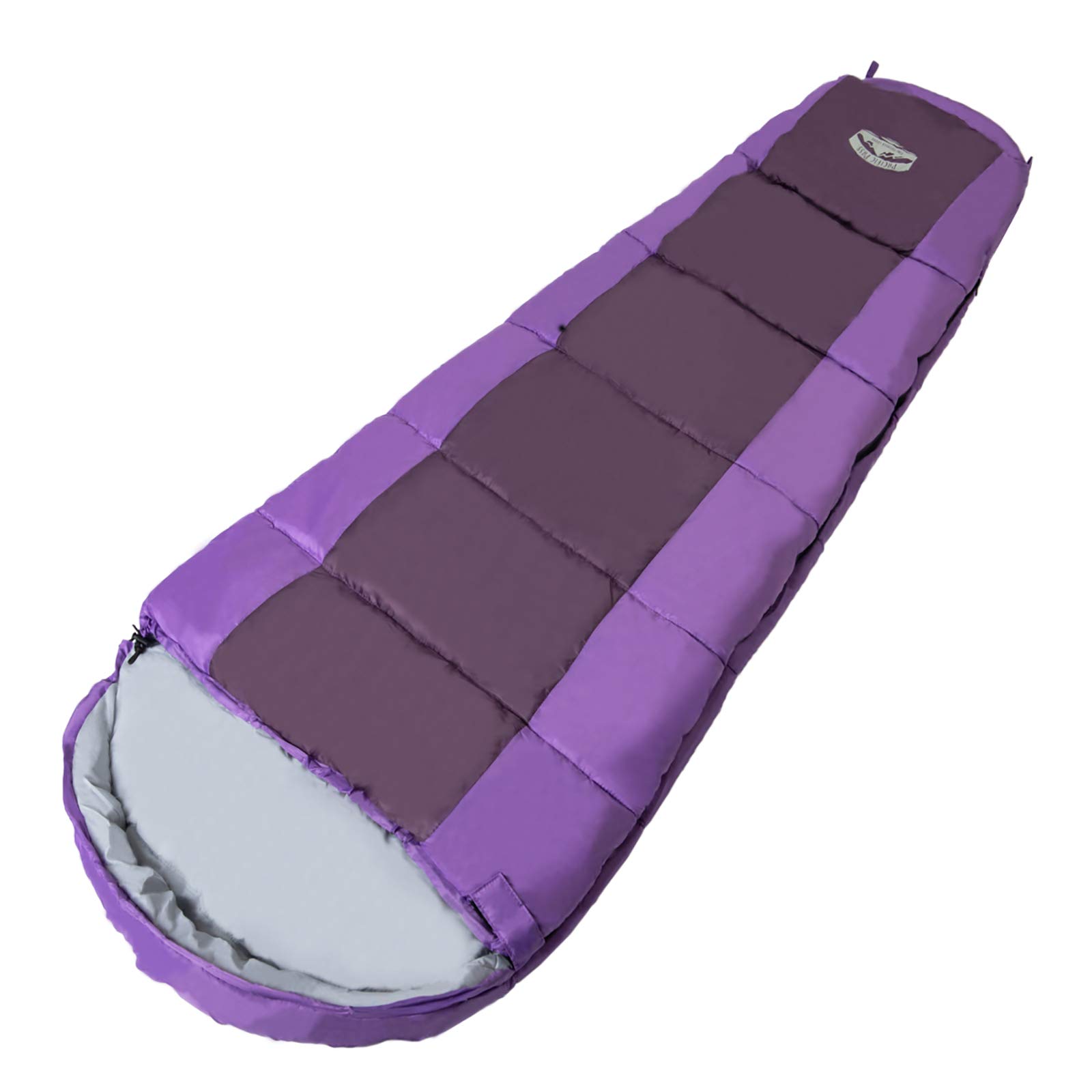Pacific Pass 30F Synthetic Mummy Sleeping Bag with Compression Stuff Sack - Kids Size - Purple