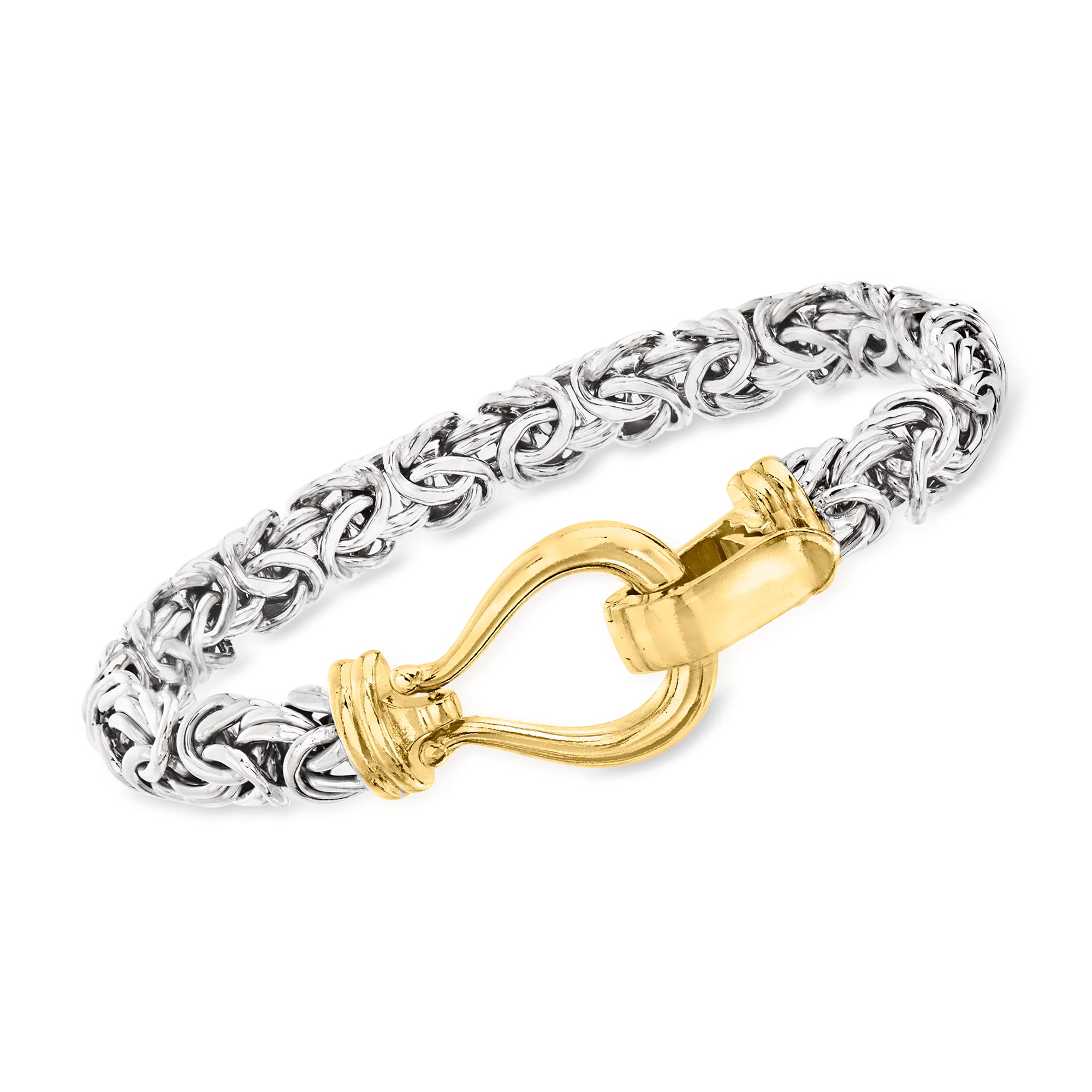 Ross-Simons Two-Tone Sterling Silver Byzantine Bracelet. 7 inches