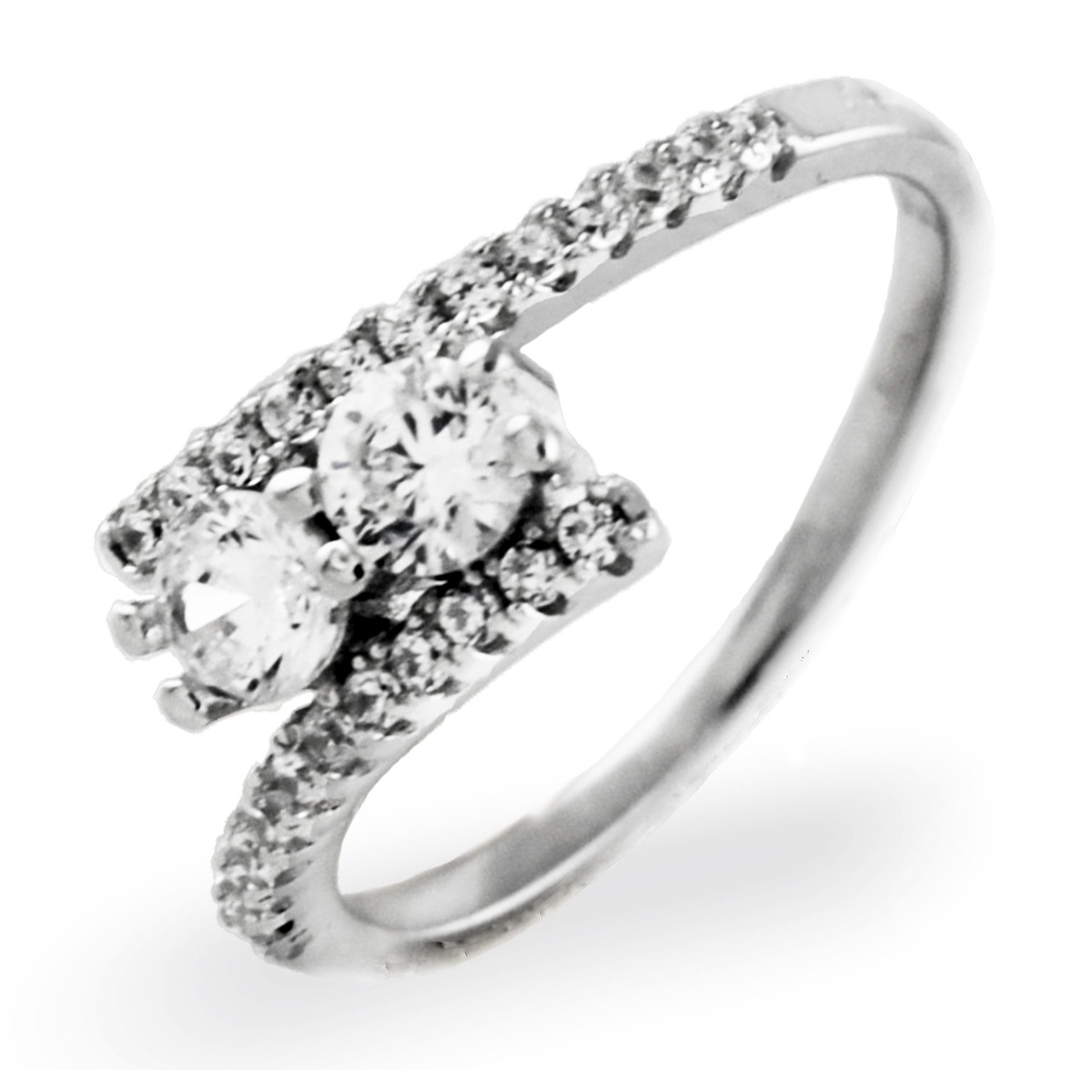 Tioneer 925 Sterling Silver Ring ~ Sterling Silver Cubic Zirconia Band Promise Anniversary Dainty Ring (5.5)