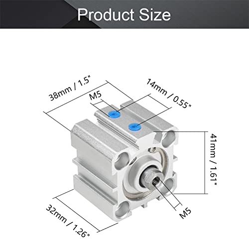 Othmro SDA25 x 10 Sealing Thin Air Cylinder Pneumatic Air Cylinders, 25mm/0.98inch Bore 10mm/0.39inch Stroke for M5 Aluminium Alloy Pneumatic Components for Pneumatic and Hydraulic Systems 1pcs