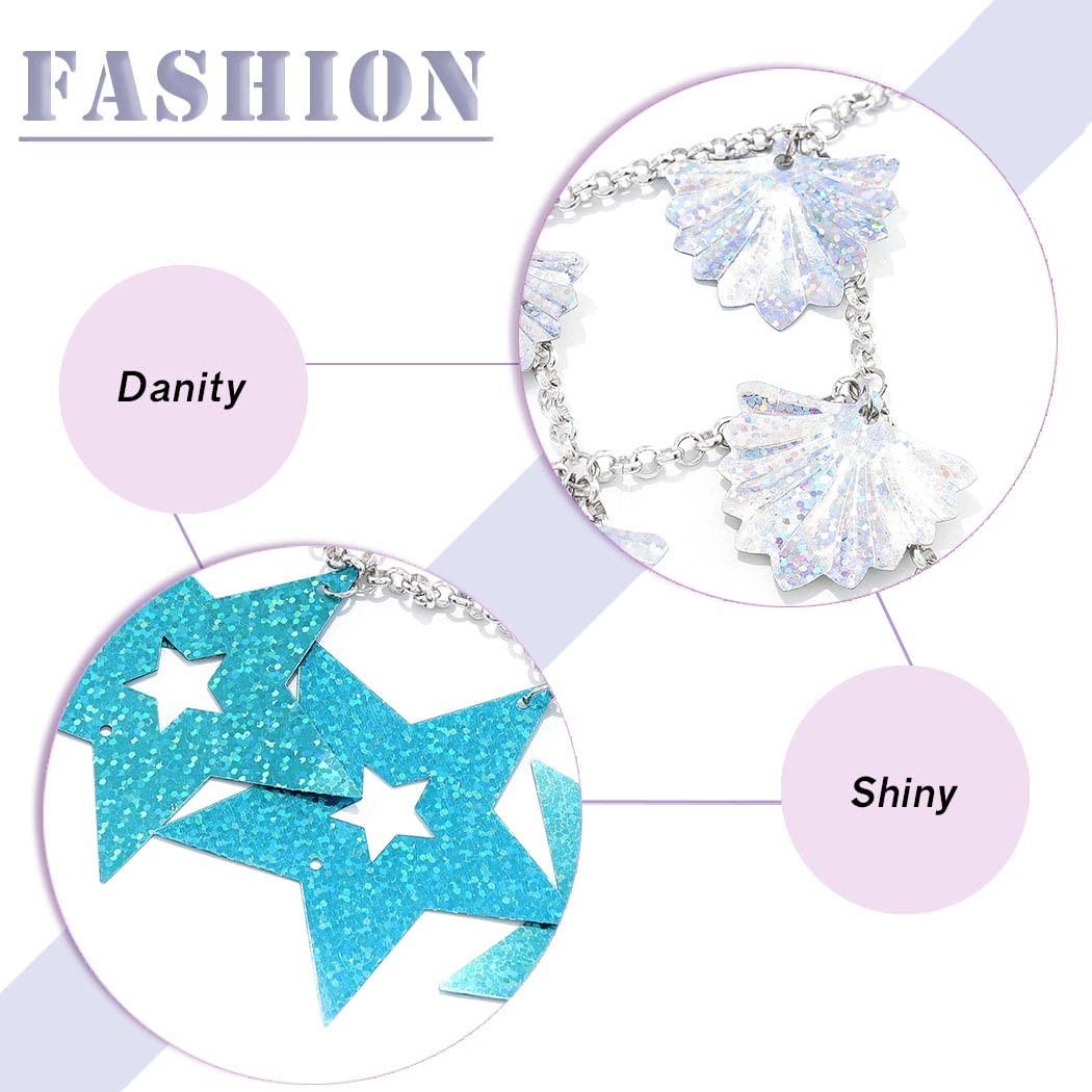 Sexy Body Chain Bikini Silver Tassel Star Sequins Bra Halter Backless Crop Top Shell Beach Party Chest Chains Jewelry for Women
