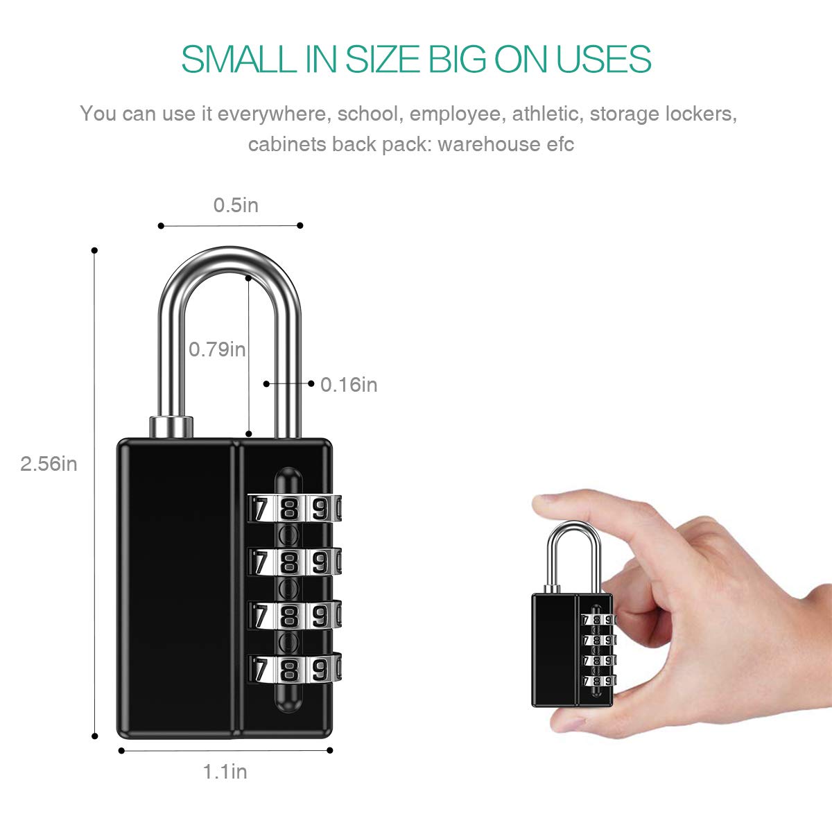ORIA 4 Digit Padlock, 2 Pack Combination Lock with 2 Key for School Gym Locker, Sports Locker, Fence, Toolbox, Case, Hasp Storage