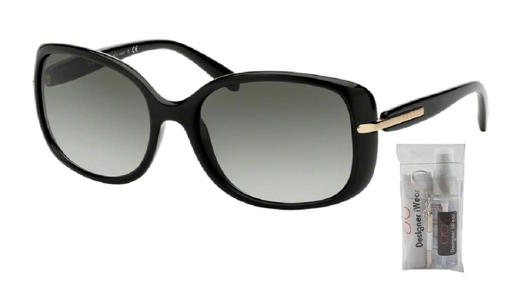 Prada PR08OS CONCEPTUAL 1AB0A7 57M Black/Grey Gradient Rectangle Sunglasses For Women+ BUNDLE With Designer iWear Eyewear Kit