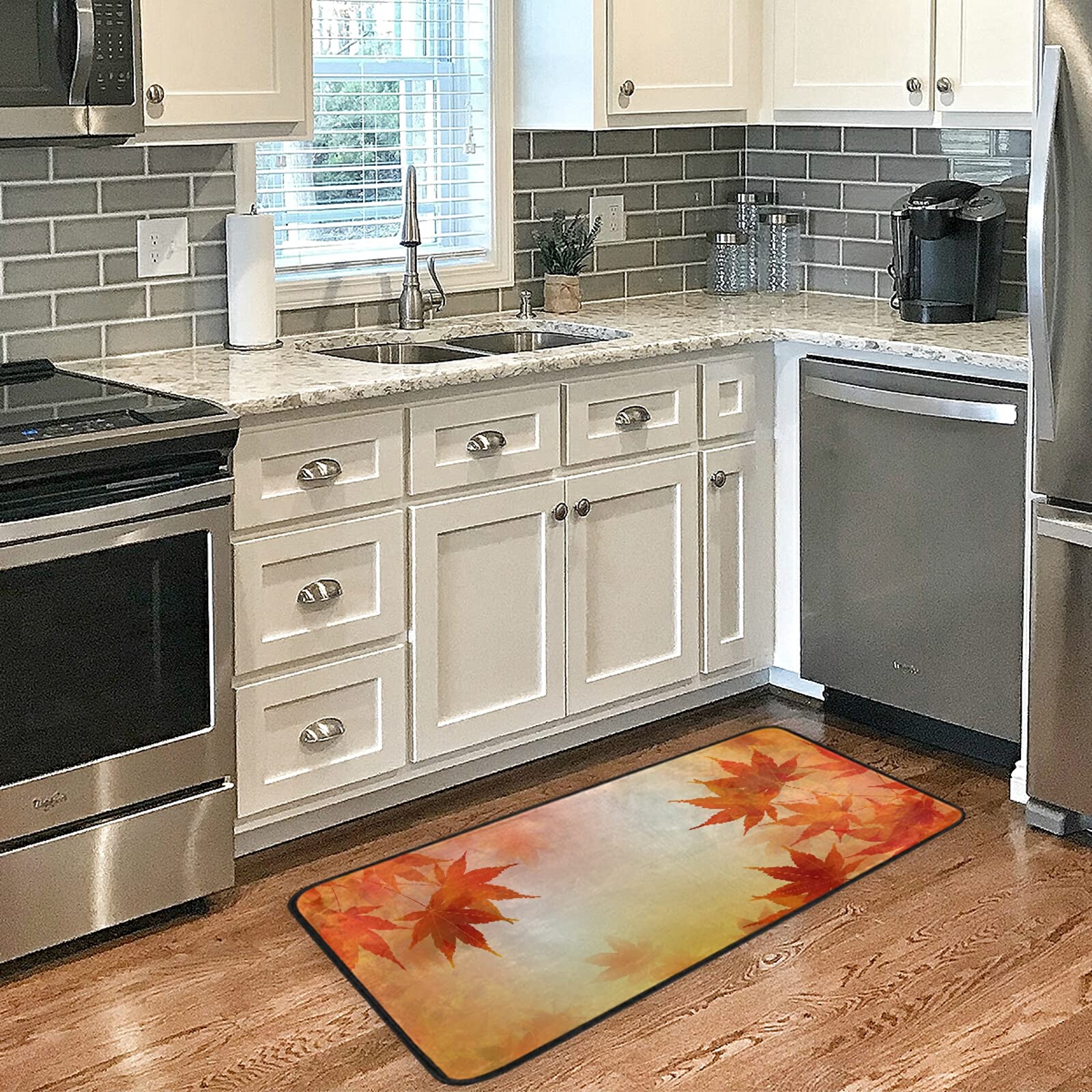 Thanksgiving Day Rugs Thanksgiving Autumn Leaves Golden Maple Rugs for Kitchen Bathroom Christmas Decorative Doormat Small Carpet Mat 39 x 20 inch