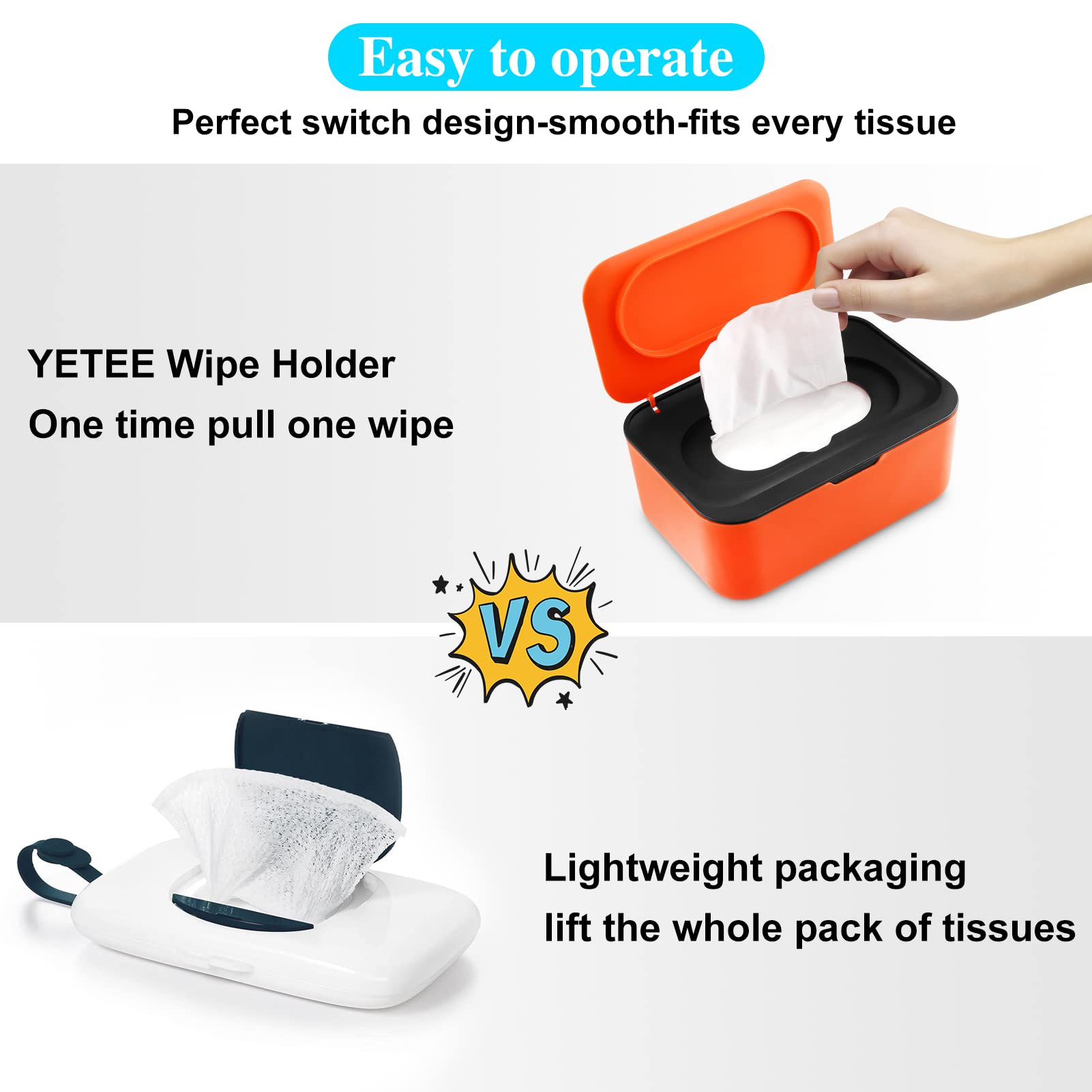 Wipes Dispenser, Wipe Holder for Baby & Adult, Wipe Container,Keeps Wipes Fresh,Far from Dirty Wipes,Non-Slip,Easy Open & Close Wipes Pouch Case (Black)