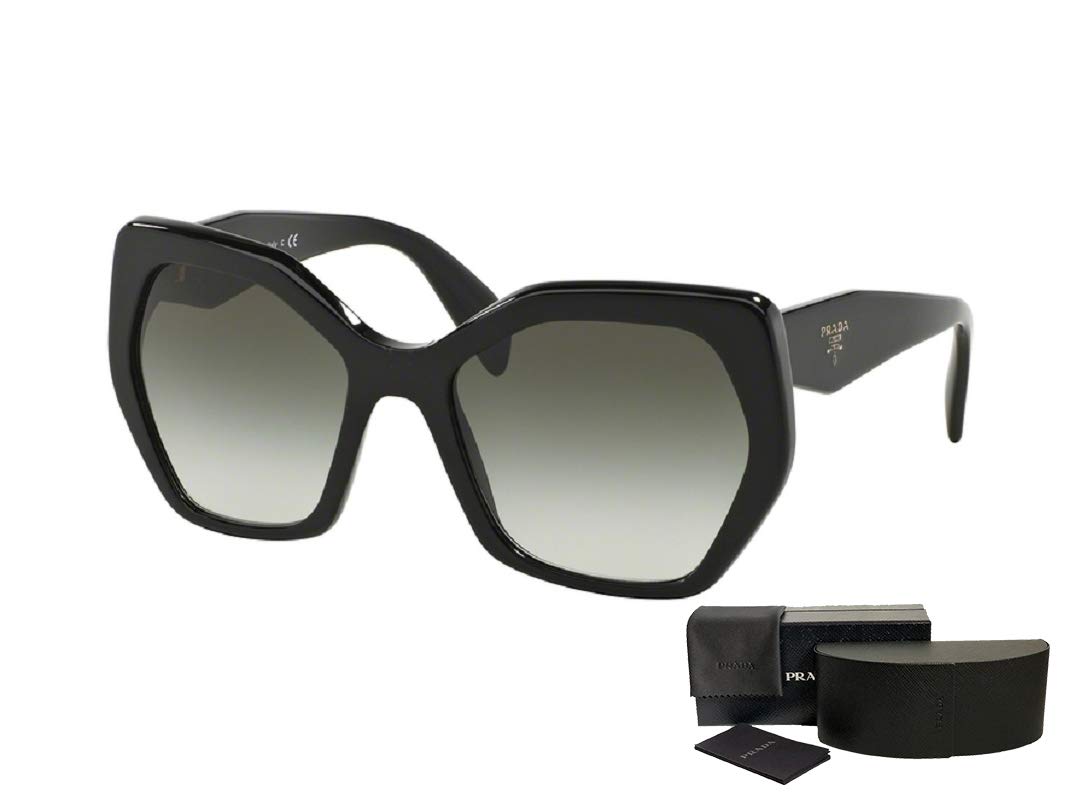 Prada PR16RS HERITAGE 1AB0A7 56M Black/Grey Gradient Hexagon Sunglasses For Women + BUNDLE with Designer iWear Eyewear Kit
