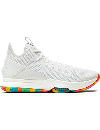 Nike Men's Lebron Witness IV Basketball Shoes, White/Multi-color, 8.5