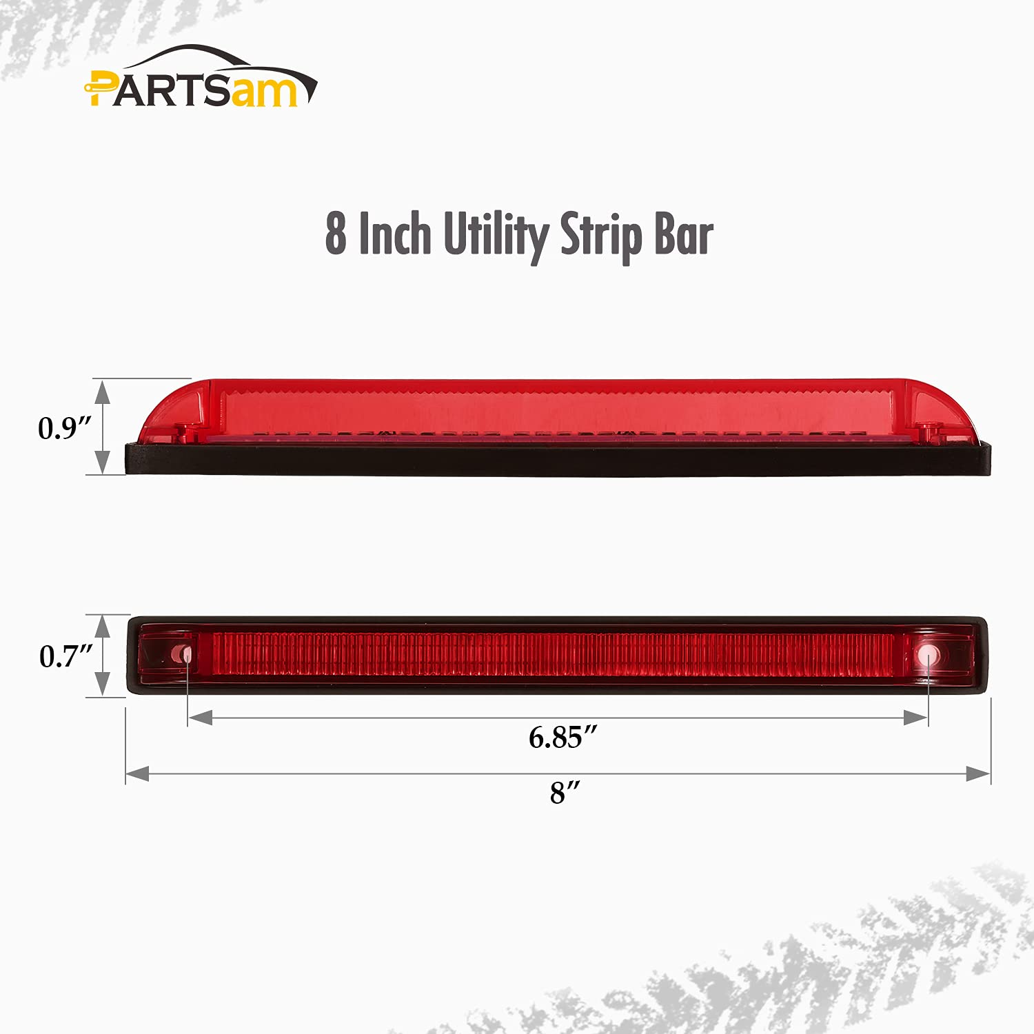 Partsam 2X 8 Led Utility Strip Light Marker Red 30LED Boats Lighting & Decorating, Sealed Thin Line 8 Inch Red Led RV Camper Truck Boat Marine Strip Lights Bar Surface Mount 12V