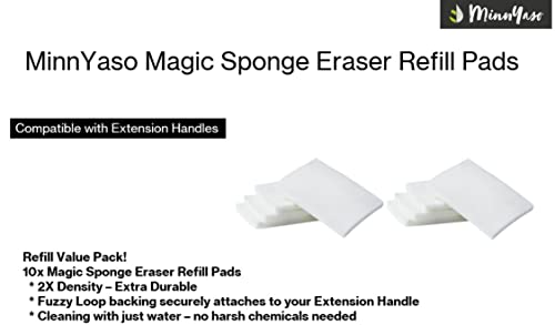 Replacement Magic Sponge Eraser Refill for Extension Handle, Magic Erasing Sponges Remove Dirt Grime Soap Scum Scuffs, 4.6β x 3.2β Refill Pack Compatible for use with Mr. Clean Handy Grip, 10 Pack