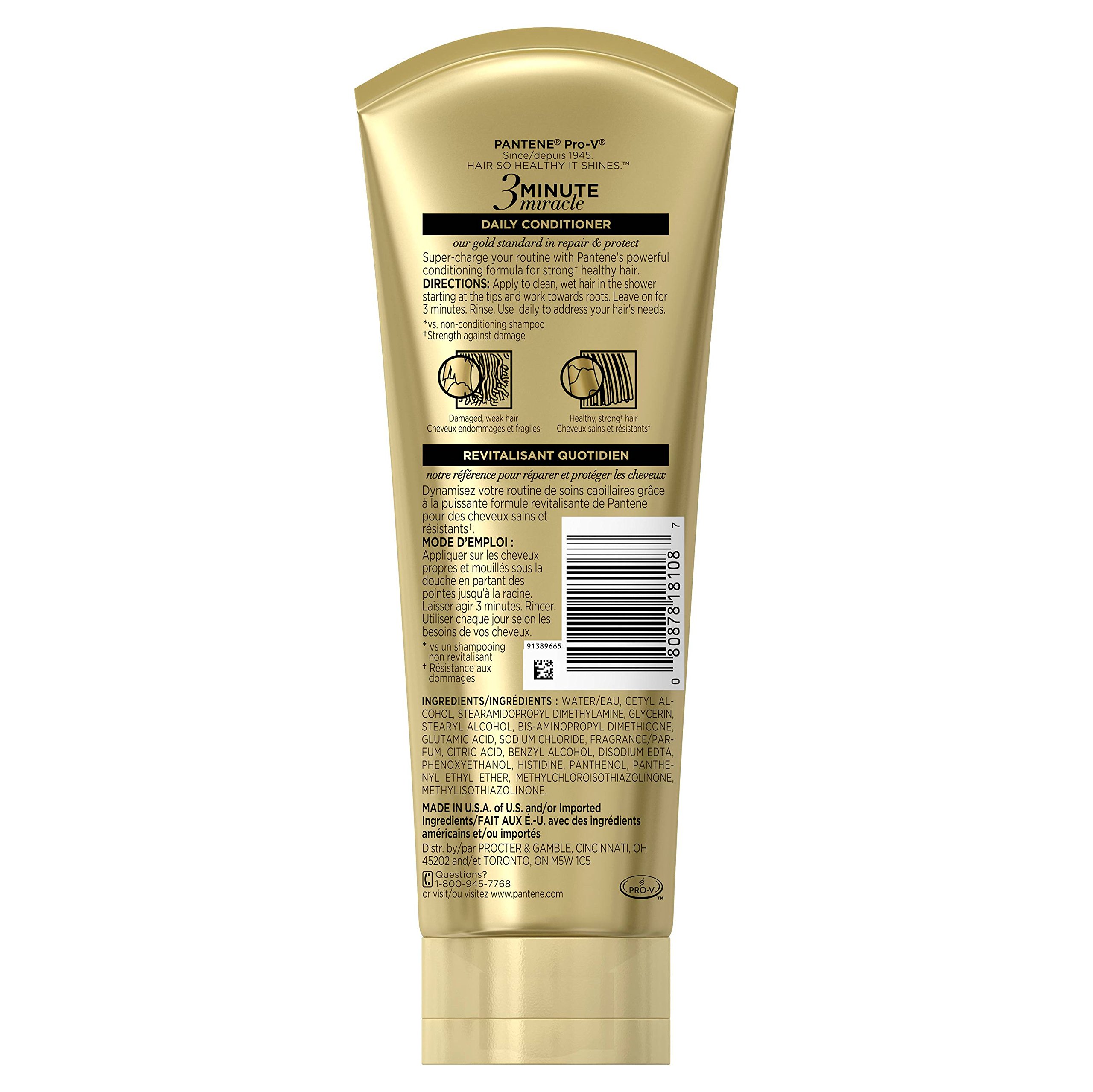 Pantene Pro-V 3 Minute Miracle - Daily Conditioner - Repair & Protect - Net Wt. 8 FL OZ (237 mL) Per Tube - Pack of 2 Tubes