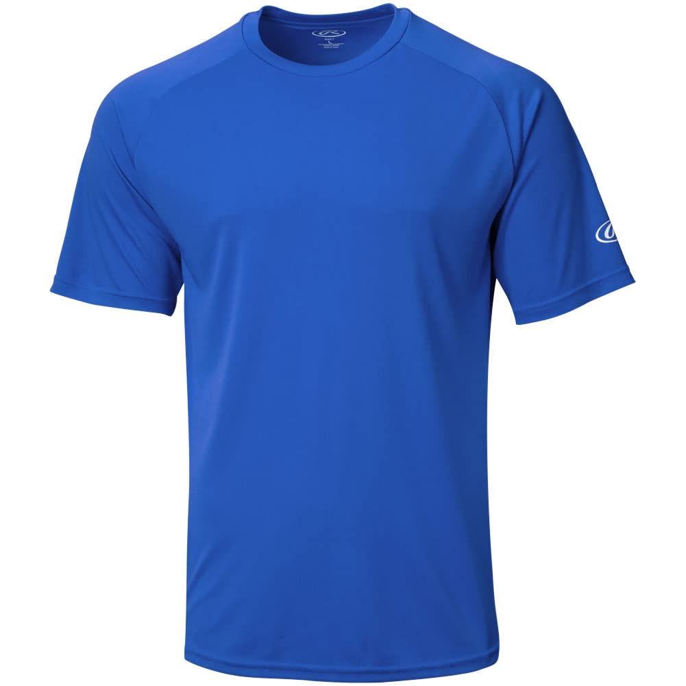 Rawlings Men's Crew Neck Tech Tee Shirt Series, Royal Blue, Medium
