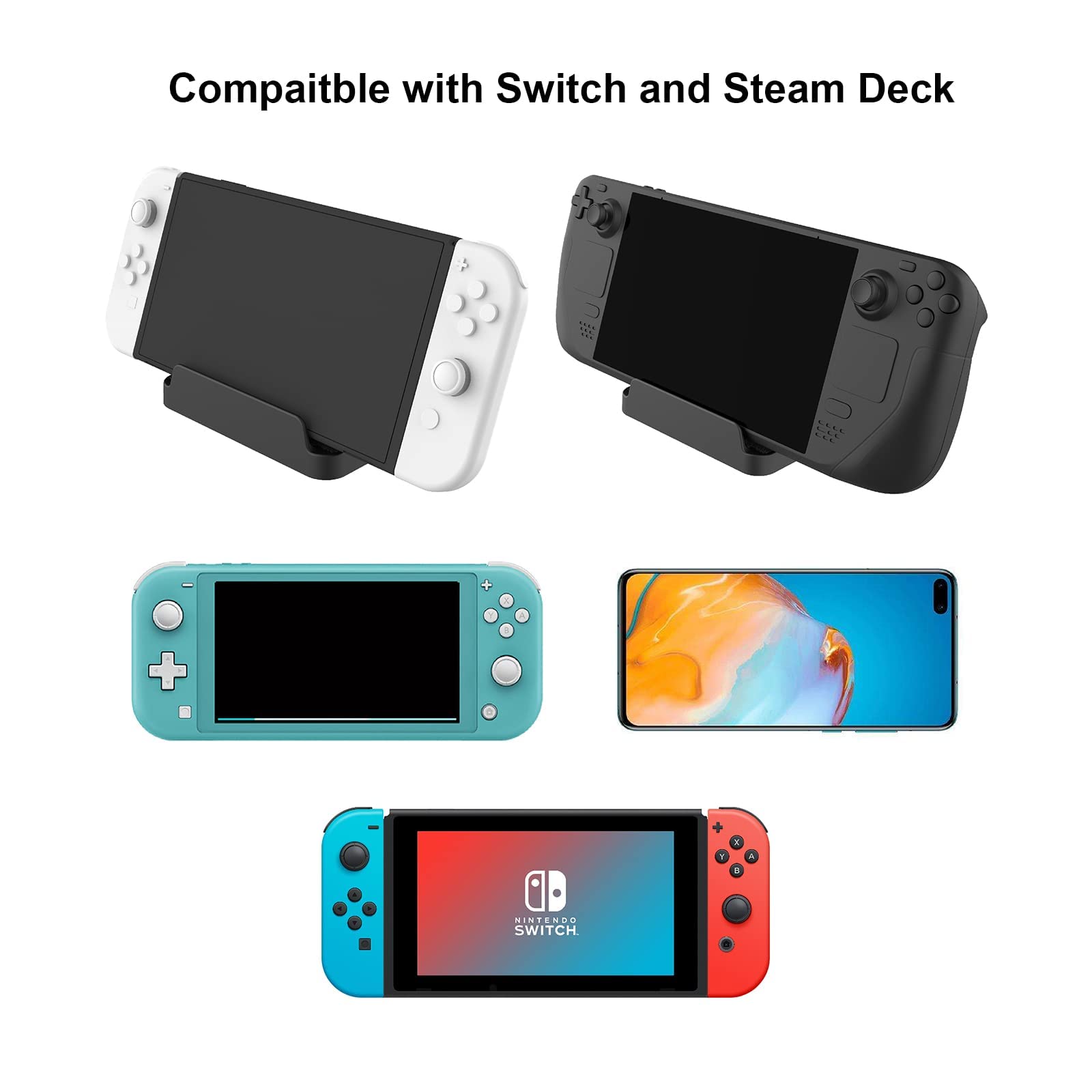 YIGORN Stand Dock for Valve Steam Deck,Steam Deck Accessories,Holder Base Station with Anti-Slip Silicone Pad for Steam Deck/Switch/Pad/Phone