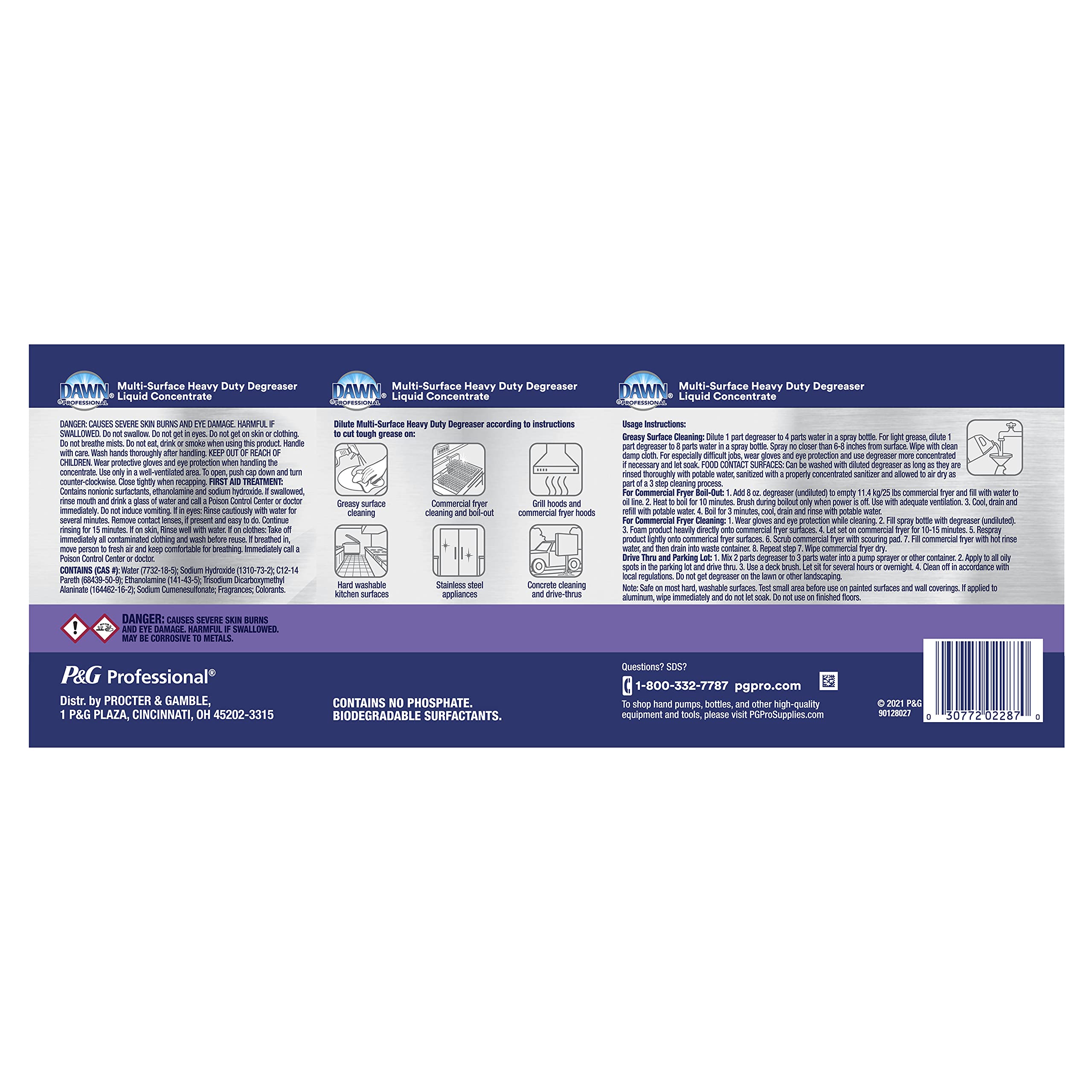 P&G PROFESSIONAL Dawn Multi-Surface Heavy Duty Degreaser, 1 Gallon (Case of 2), Degreaser Concentrate for Kitchen, Restaurants, Foodservice, and More