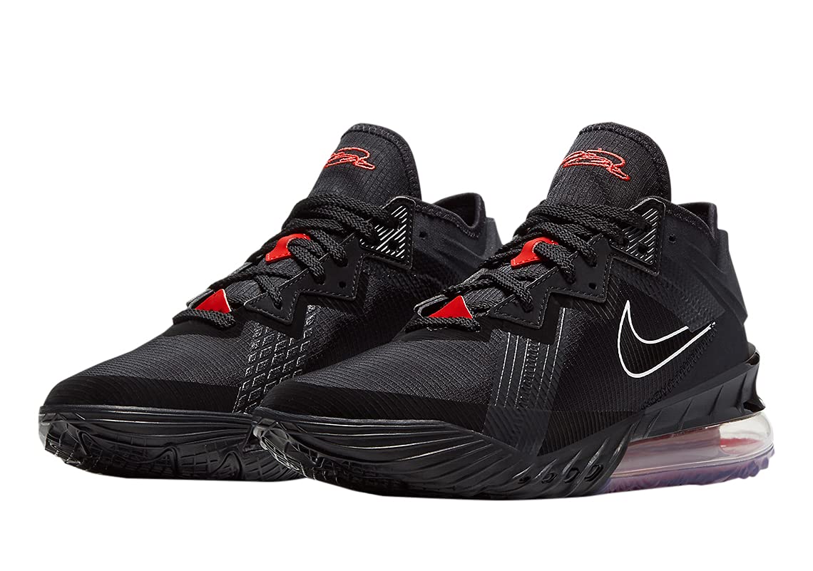 Nike Men's Lebron XVIII Low Black/White-University Red (CV7562 001) - 10