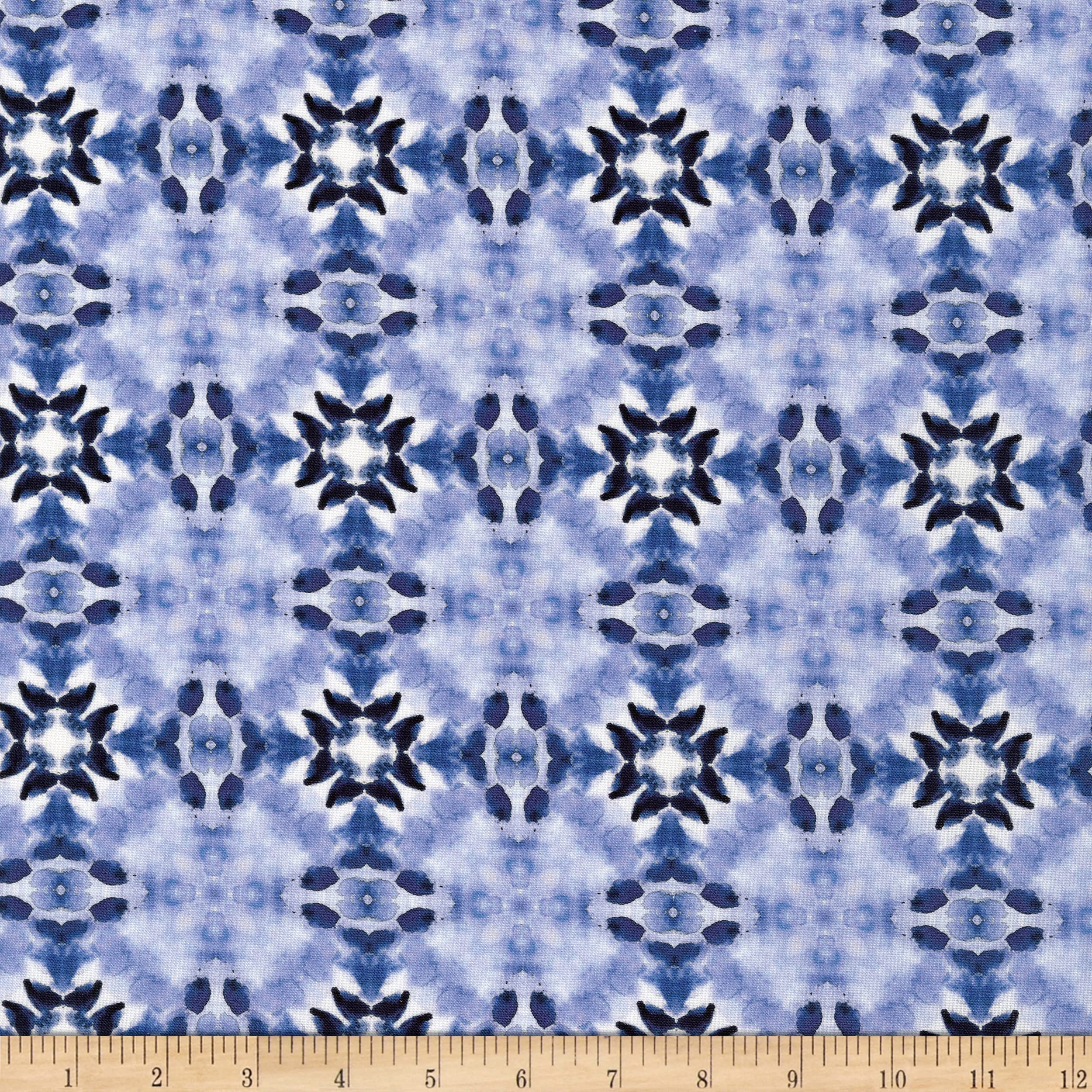 Singer China Blue Abstract Multi, Fabric by The Yard