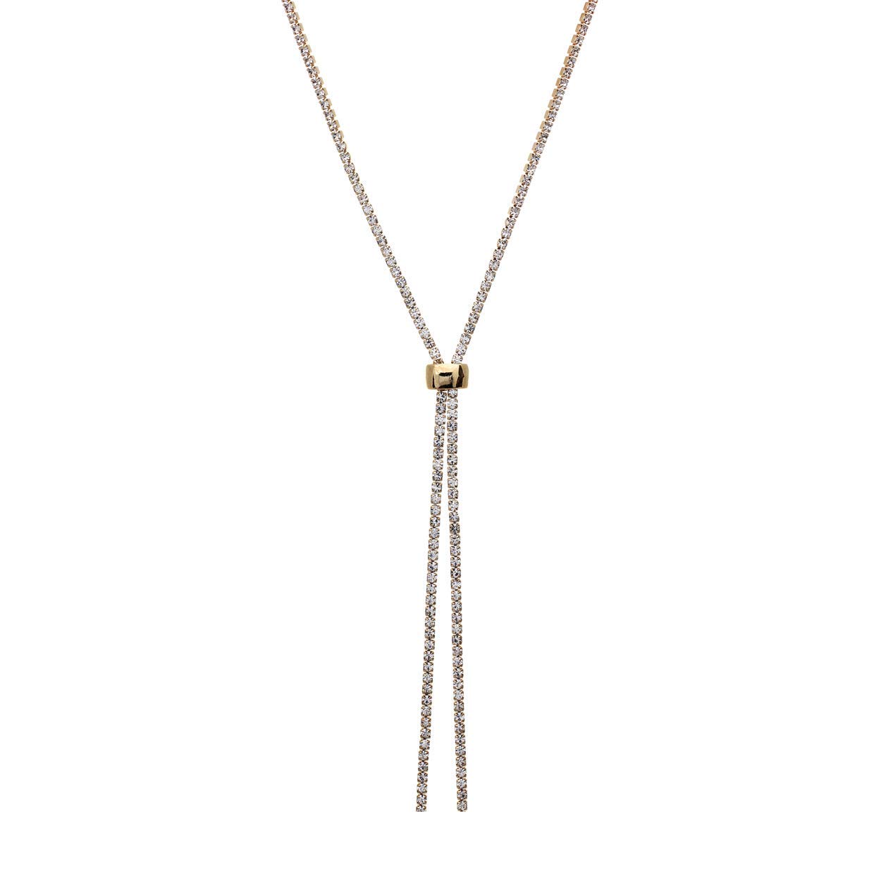 NTLX Y Necklace for Women - Long Gold Necklace – Rhinestone Necklace - Simple and Elegant – Adjustable Slider – Great Gift (Silver)