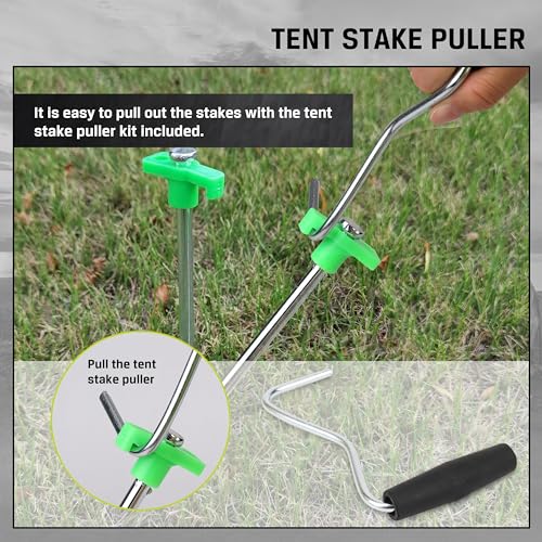 PR1ME Tent Stakes 10 Pack, Galvanized Non-Rust Family Pop Up Camping Tent Pegs, Heavy Duty Yard Stakes with 1pc Rubber Mallet 1pc Tent Stake Puller. for Camping Tents, Canopy, and Outdoor Decorations