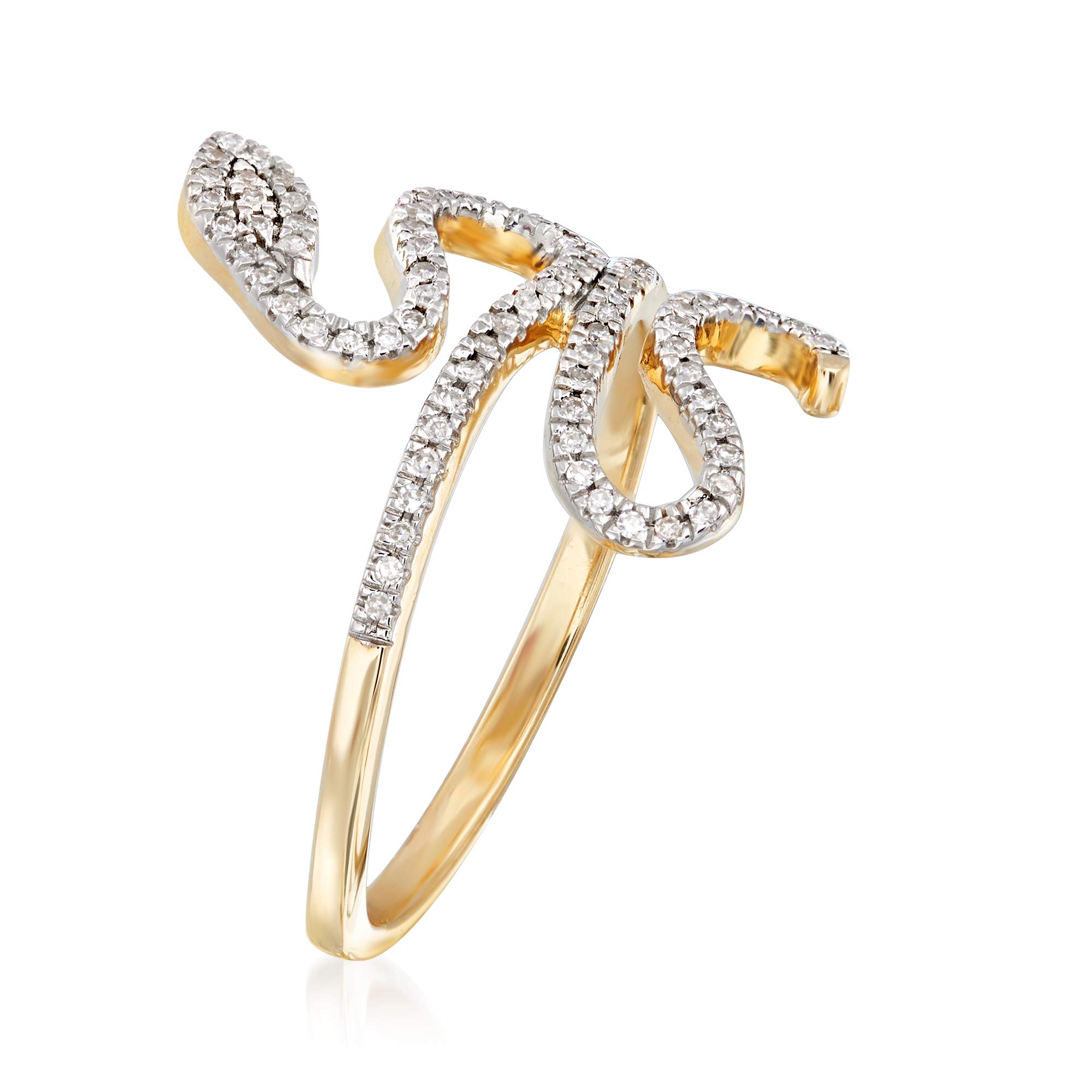 Ross-Simons 0.15 ct. t.w. Diamond Snake Ring in 14kt Yellow Gold. Size 7