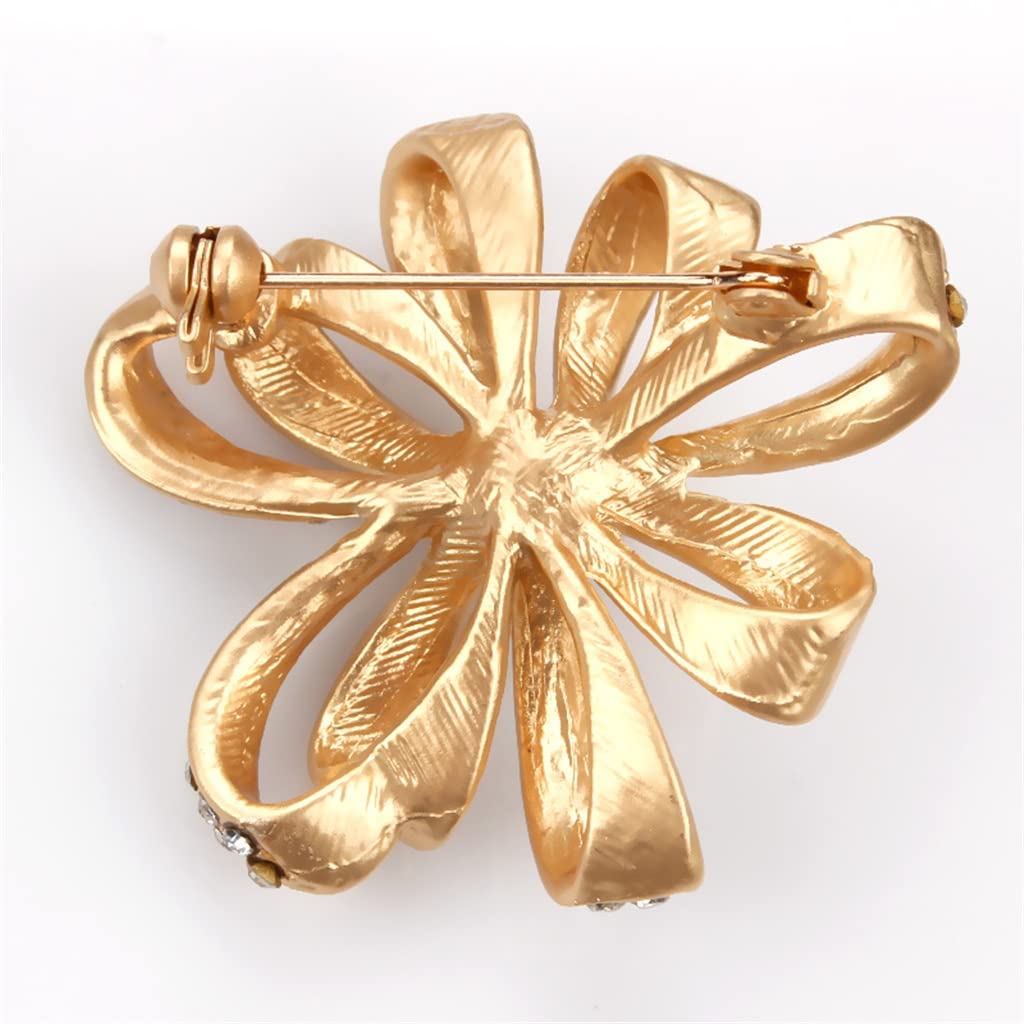WSJIE Hot Gold Silver Rose Flower Brooch Pin Ribbon Shape Shawl Scarf Buckle Pin (Color : A, Size