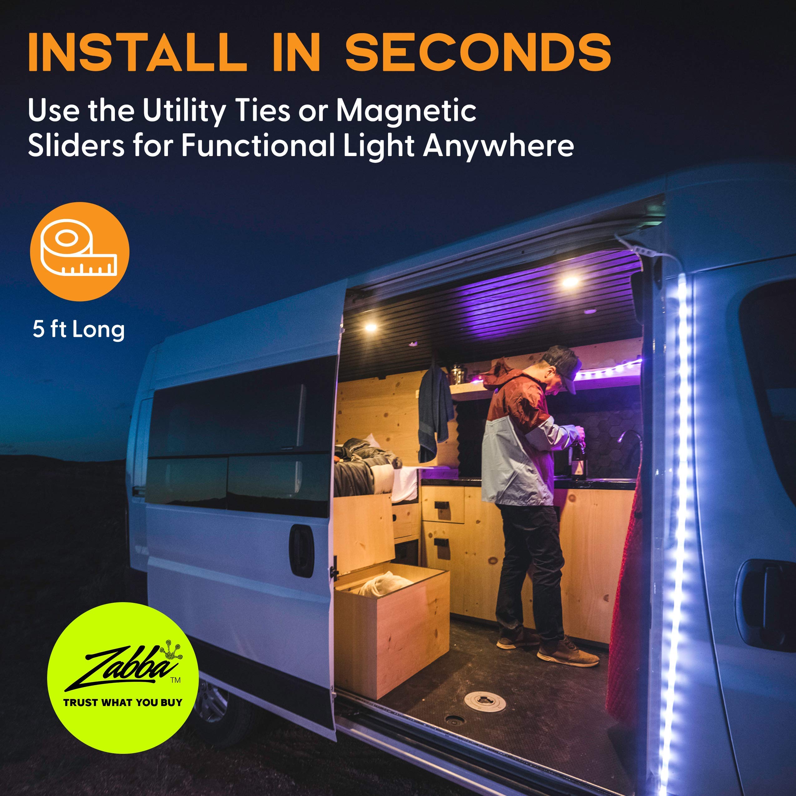 POWER PRACTICAL Luminoodle - The Original LED Light Rope for Camping - 5ft Waterproof USB Powered LED String Lights + Lantern for Hiking, Safety, Emergencies
