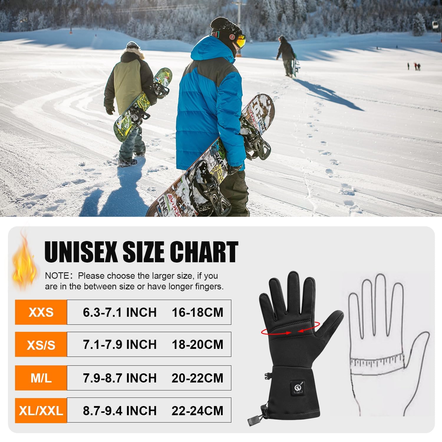 Upgraded Heated Glove Liners for Men Women, Rechargeable Electric Battery Heated Gloves Windproof Winter Glove Liners Thin Gloves Hand Warmer for Ski Snowboarding Hunting(M/L)