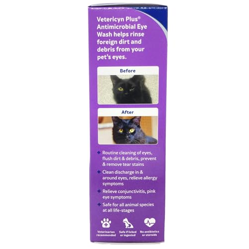 Terramycin eye ointment for cats, dogs & horses 1/8oz with Vetericyn Plus Eye Wash 3oz and OptixCare 50ct Eye Wipes Tear Stain Remover - Eye drops for infection Complete Ophthalmic Master Set