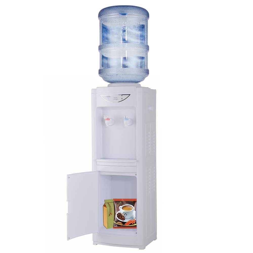 Water Cooler Dispenser, Water Cooler for 5 Gallon Bottles Top Loading Water Cooler w/Child Safety Lock&Removable Drip Tray Holds 3 Gallon Bottles for Home Office School, White
