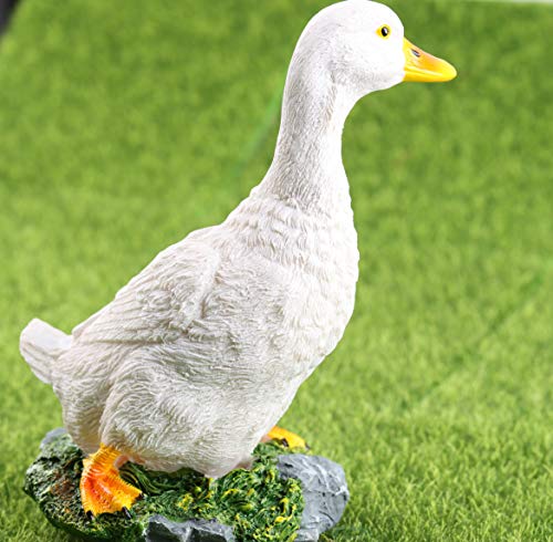 Rich Boxer Simulation Duck Figurine Resin Duck Decor Artificial Duck Model Duck Statue for Garden Pond Decoration Art Crafts Statues(White)