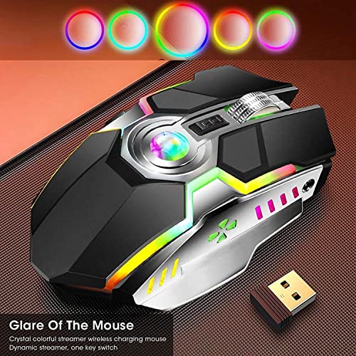 Wireless Mouse, USB Gaming Mouse, Surfing Gamer Mice, Silent Mouse, with Marquee, Rechargeable, Support Micro USB, for Computer, PC, Laptop, Notebook
