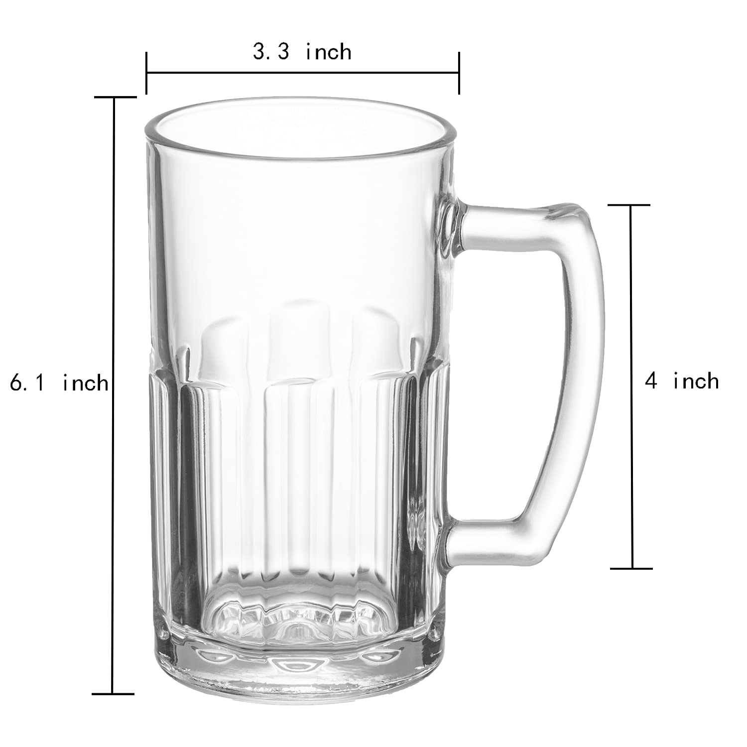 TUSAPAM 6 Pack Heavy Beer Mugs, Large Beer Glasses with Handle, 20 Ounce Glass Steins, Classic Beer Mug glasses Set